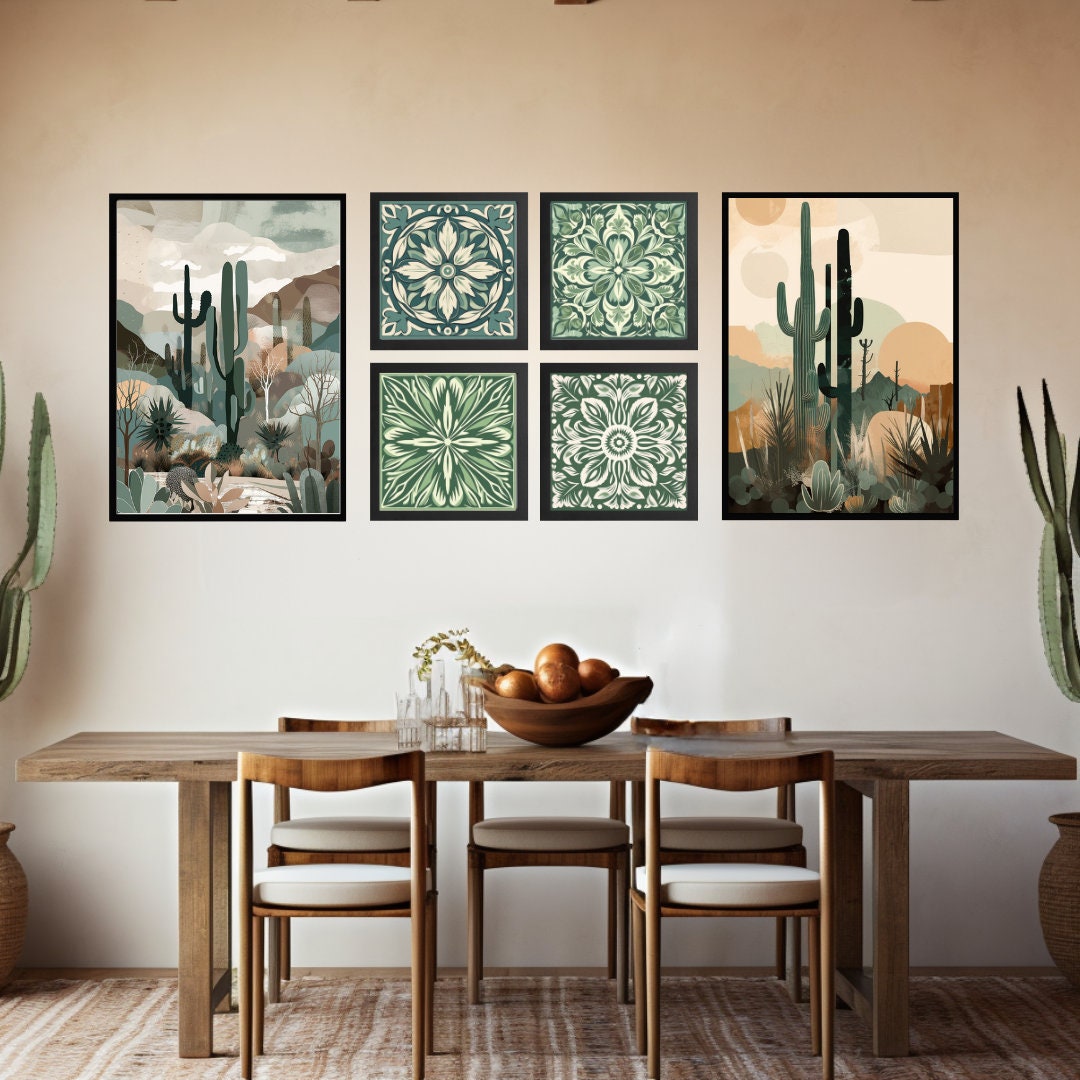 Boho Desert Landscape 6 Piece Gallery Set, Southwest Digital Wall Art ...