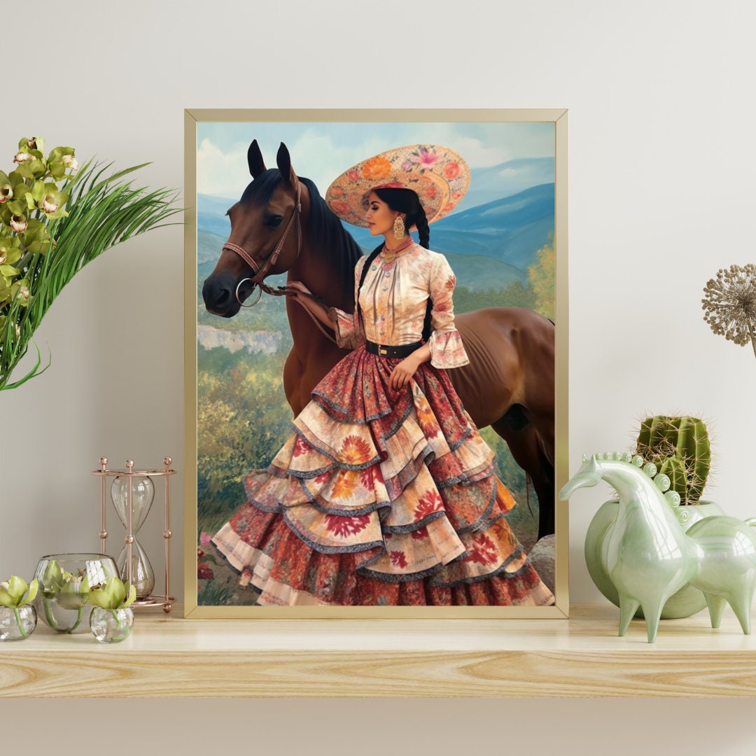 Mexican Folk Art, Horseback Riding Painting, Southwestern Wall Art ...