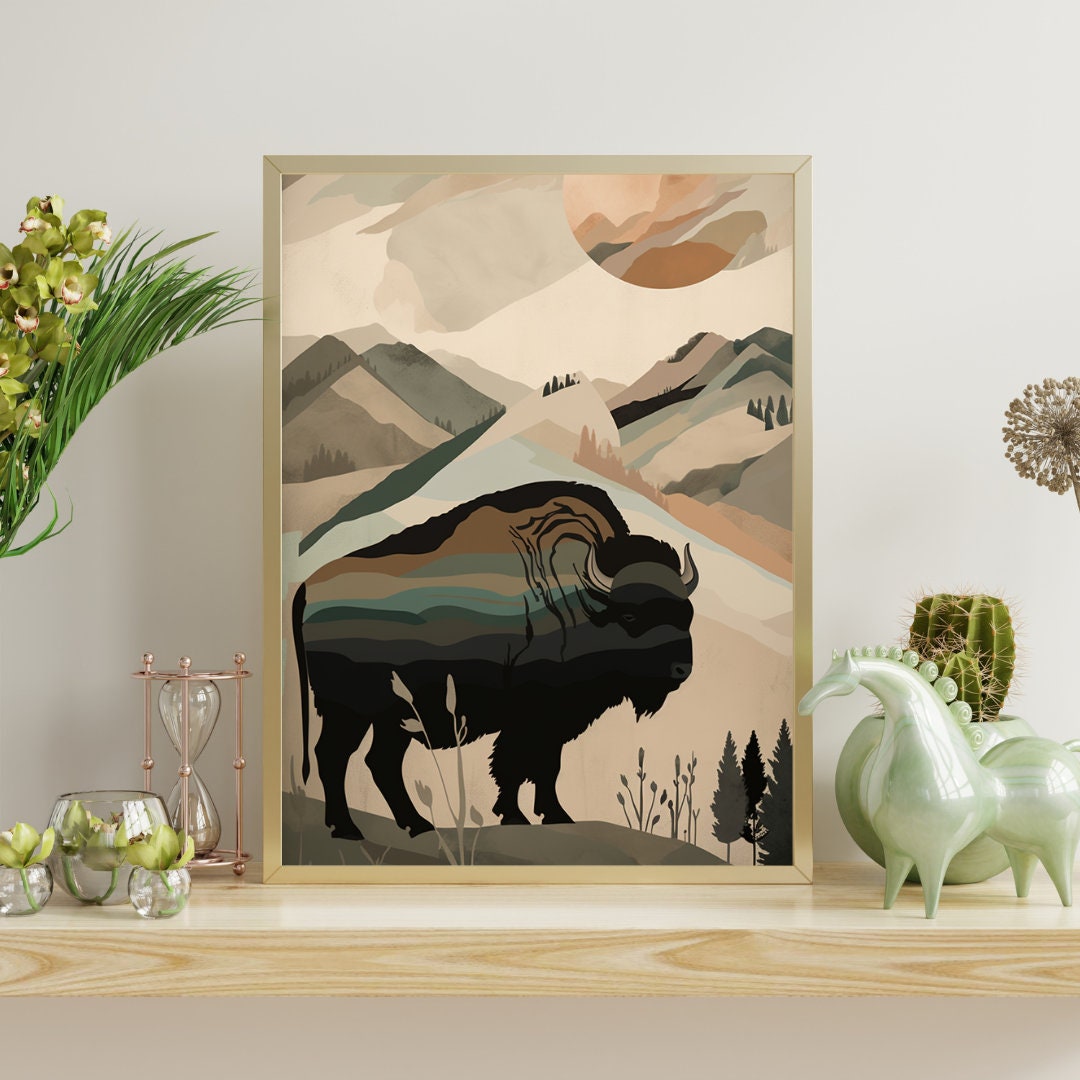 Abstract Modern Wall Art Earth Tone Buffalo & Sun Digital - Etsy