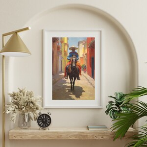 Extra Large Mexican Charro Wall Art, Rustic Earth Tone Cowboy Digital ...