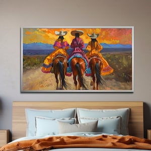 Mexican Folk Art, Horseback Riding Painting, Southwestern Wall Art ...