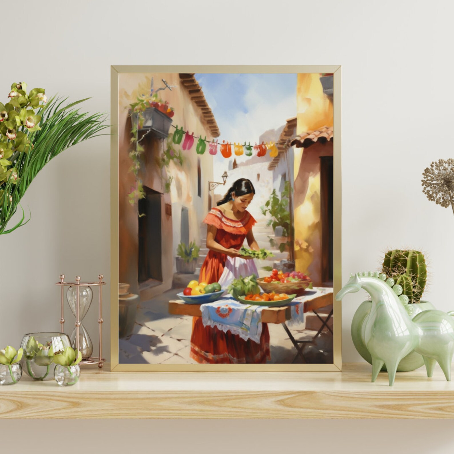 Vintage Mexican Wall Art, Oaxaca Arte Print, Watercolor Painting ...