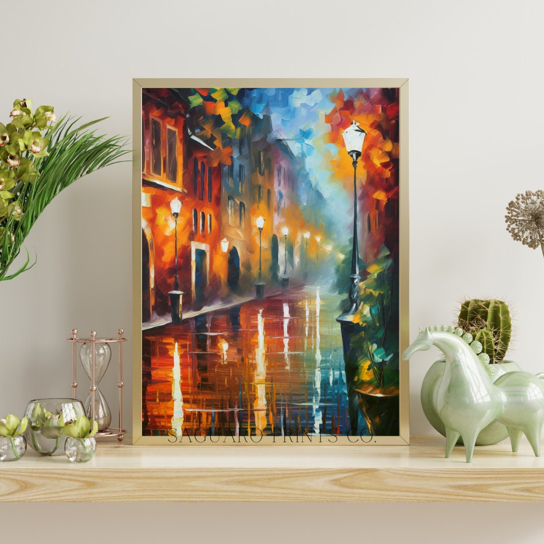 Modern French Art Oil Painting, Vintage Cityscape Print, European ...