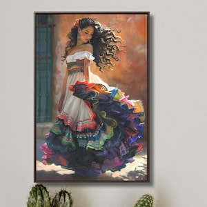 Mexican Dancer Digital Art Print, Colorful Folklorico Digital Wall Art ...