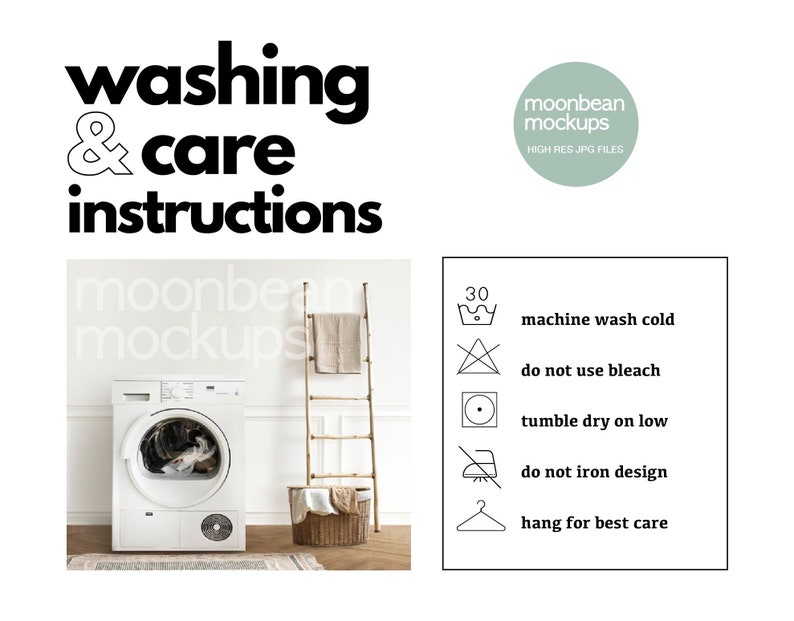 Washing Instructions Chart, Washing Template, Bella Canvas Chart Gildan ...