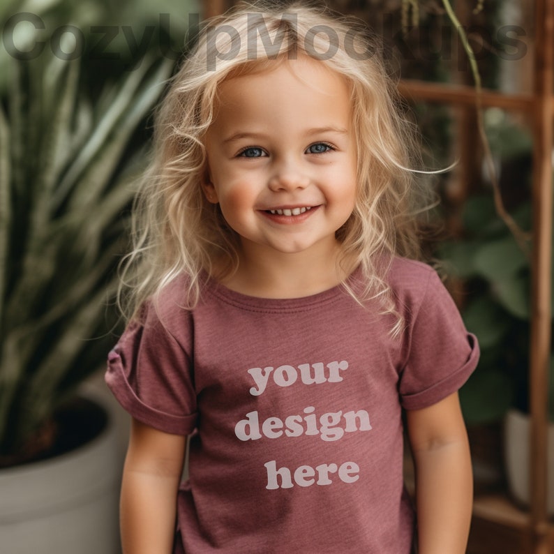 Bella Canvas 3001T Model, Kids Modeled T-shirt Mockup, Kids Heather ...