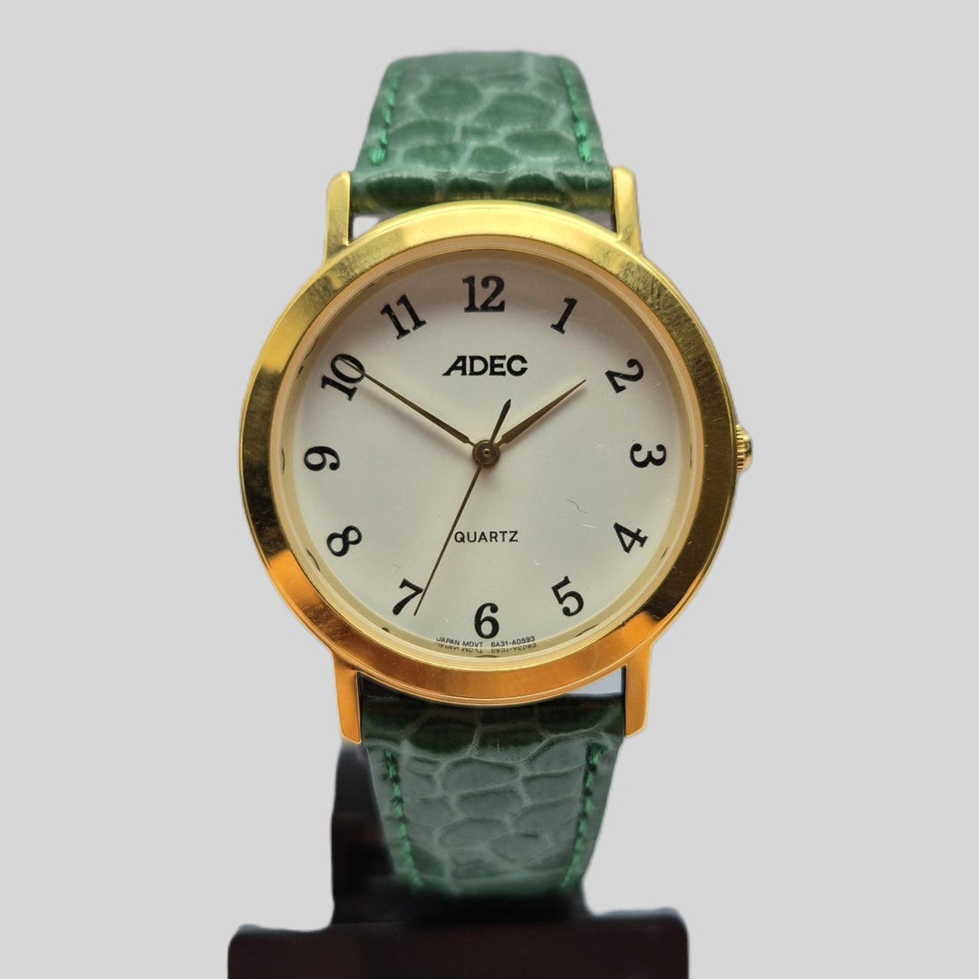 Elegant Adec Watch – Timeless Design With a Green Accent - Etsy