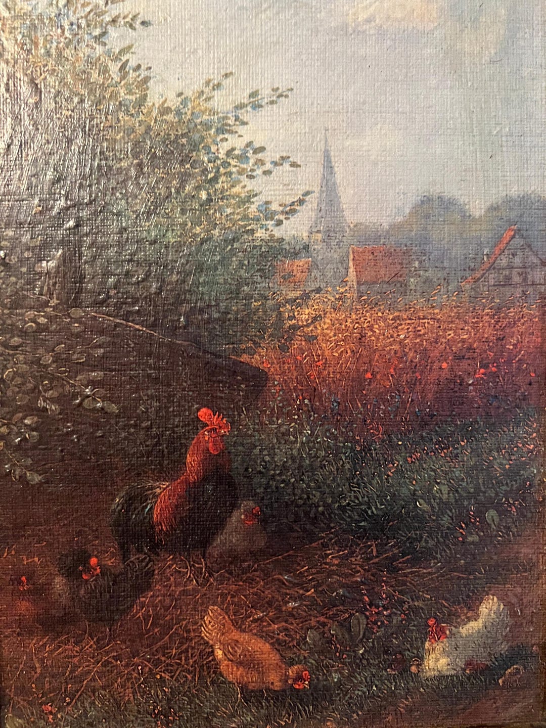 Fritz Lange (1851-1922) Oil Print Chicken Farm With Field 36 X 30 Cm - Etsy