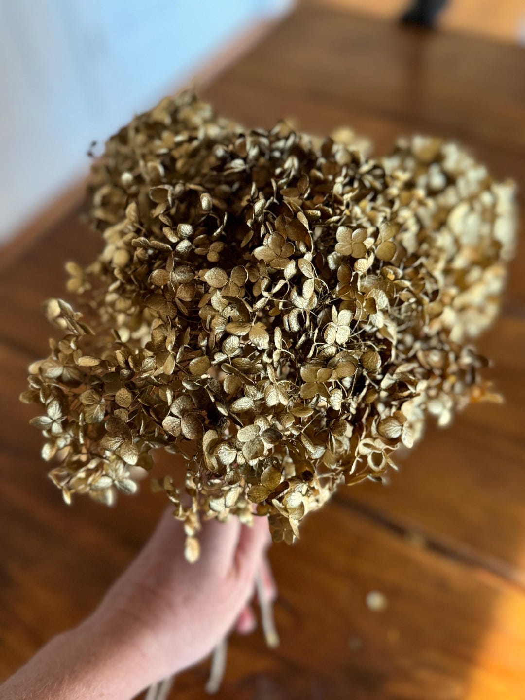 4 Preserved Dried Gold Hydrangea Stems, Dried Flowers, Dried Flower ...