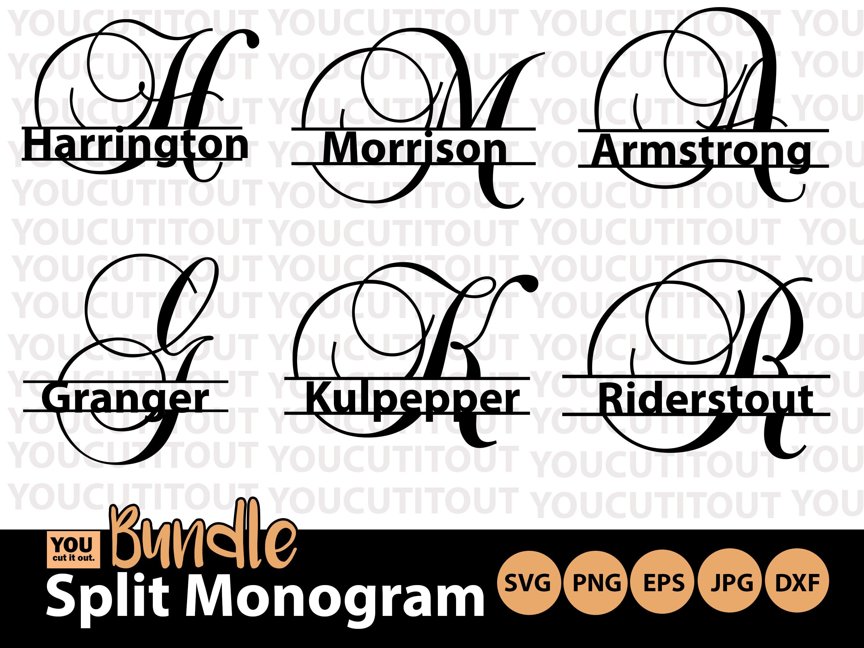 SPLIT MONOGRAM SVG, Monogram Svg, Alphabet Svg, Last Name Svg, Family ...