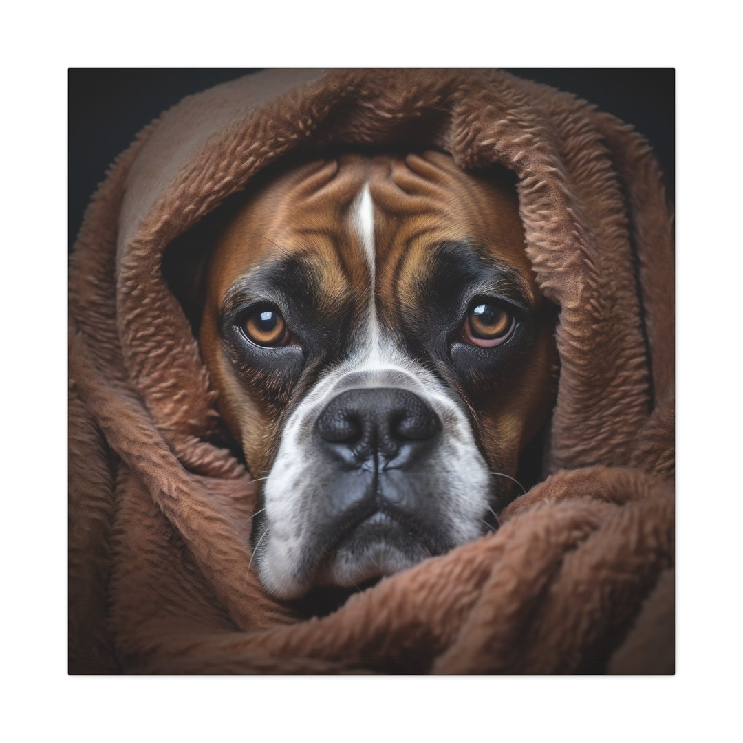 Boxer Bliss: Cozy Canine Comfort Canvas Gallery Wrap - Etsy
