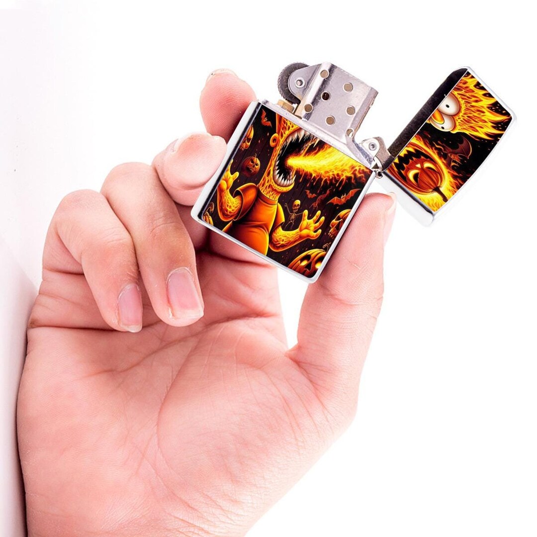 Bart Simpson Flame Printed Zippo Case, Scary Design Lighter Box ...
