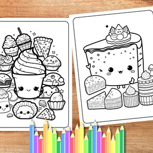 24 Kawaii Dessert Collection Coloring Pages, Adults + Kids - Instant ...