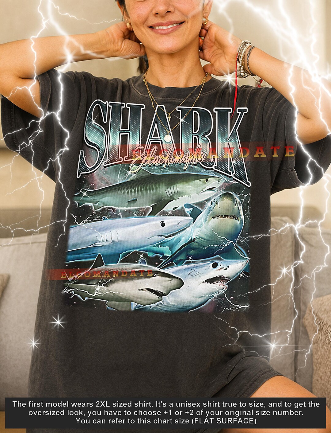 Shark Selachimorpha T-shirt, Vintage Animal Lovers Ocean Predator ...