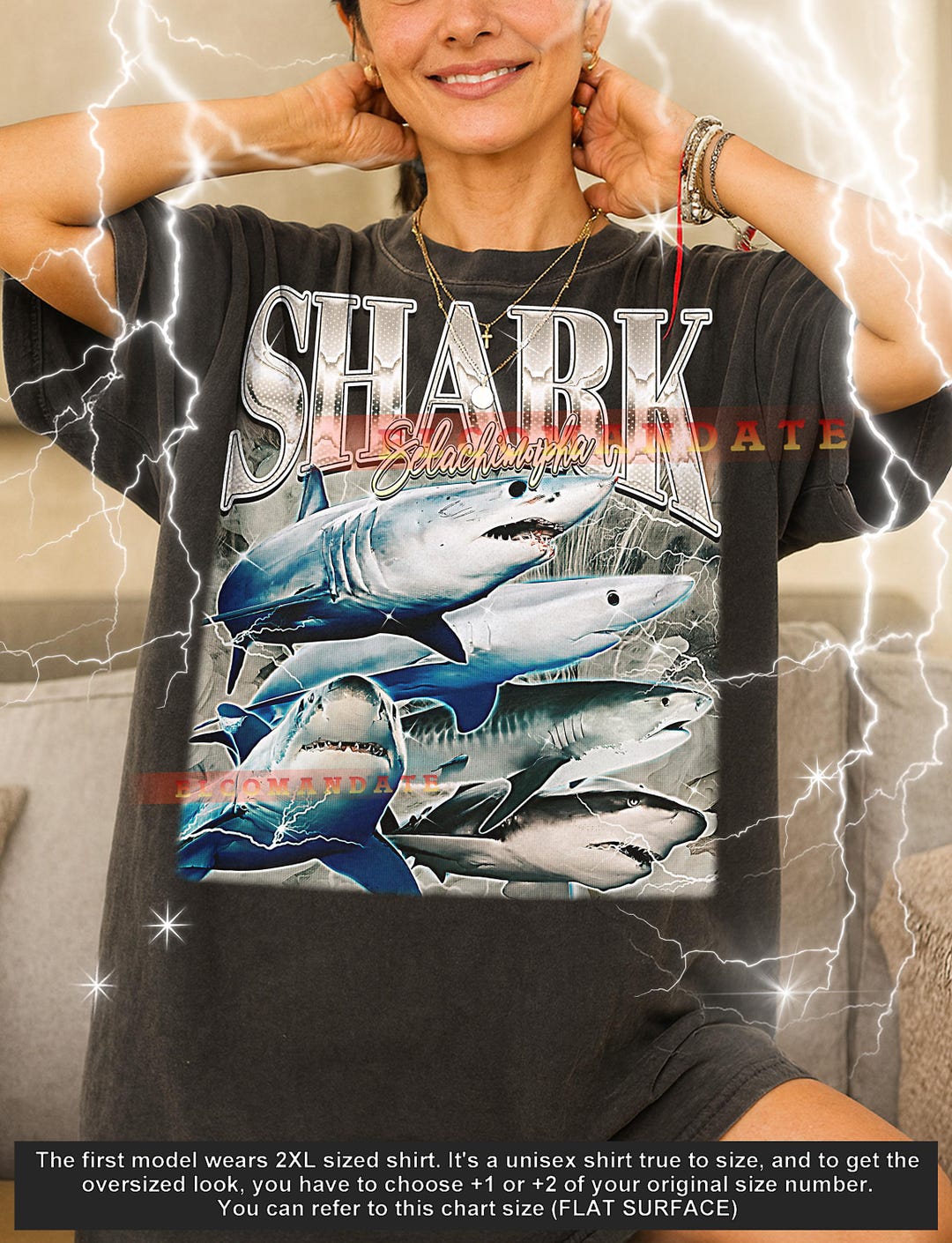 Shark Selachimorpha T-shirt, Vintage Animal Lovers Marine Life Predator ...