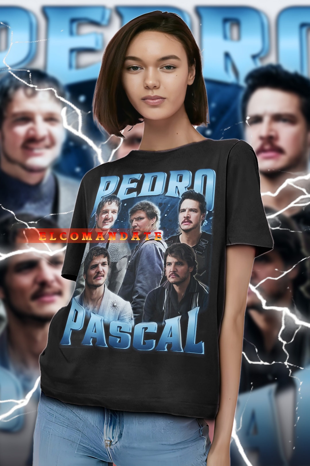 PEDRO PASCAL Homage Tshirt, Pedro Pascal Fan Tees, Pedro Pascal Retro ...