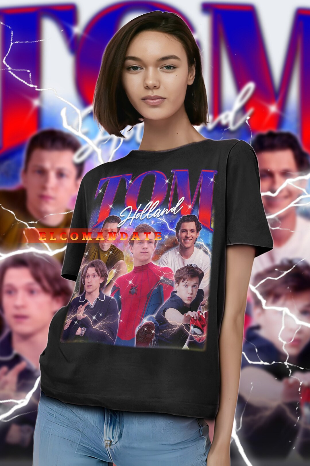TOM HOLLAND Vintage Shirt, Tom Holland Homage Tshirt, Tom Holland Fan ...