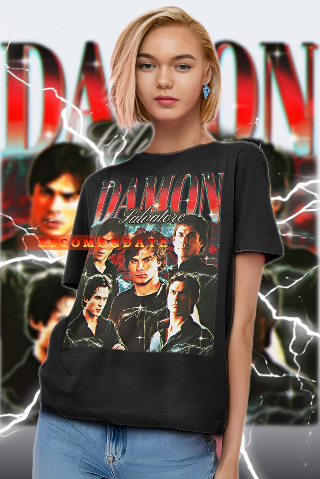 DAMON SALVATORE Vintage Shirt, Damon Salvatore Homage Tshirt, Damon ...