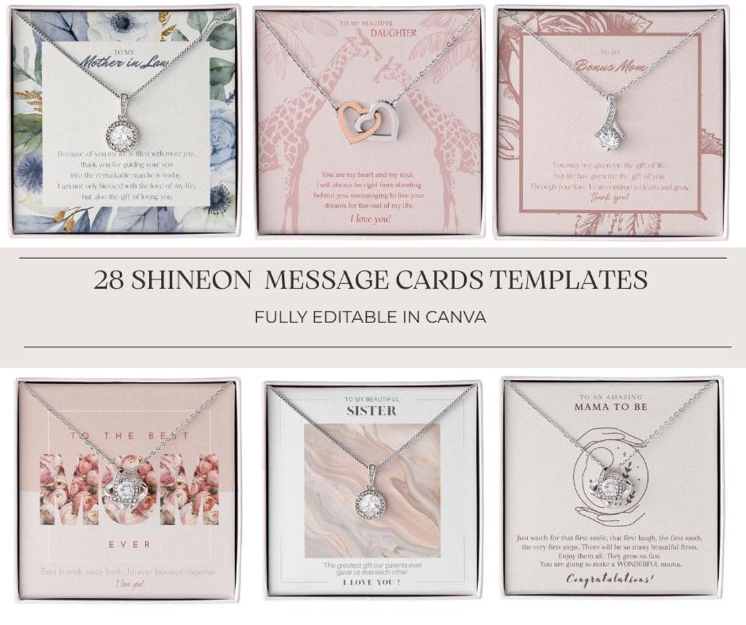 Shineon Message Card Templates: 28 Canva Editable Designs (PNG Files ...