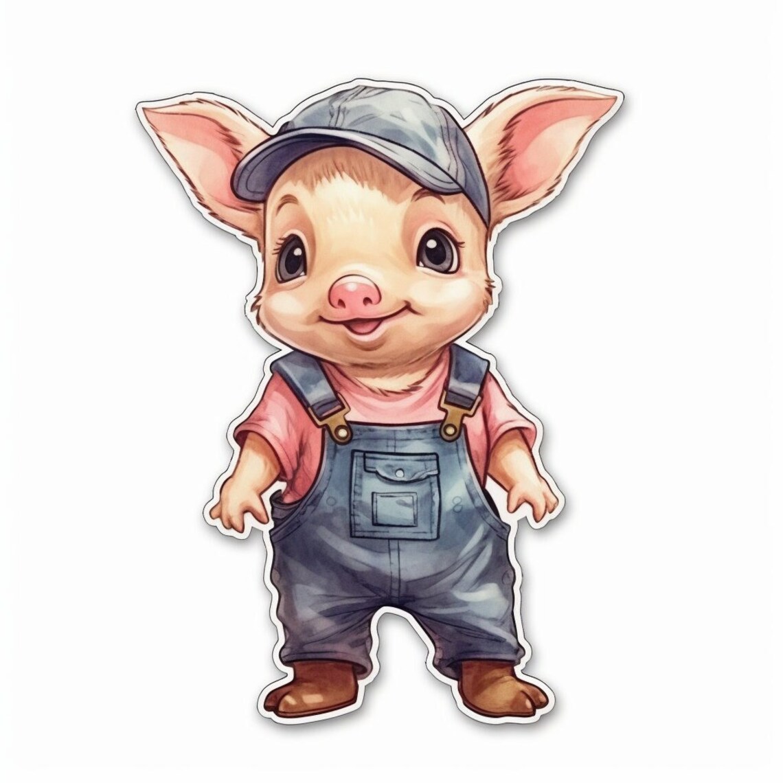 Cute Piglet in Overalls - Digital Art - Instant Download - Piglet PNG ...