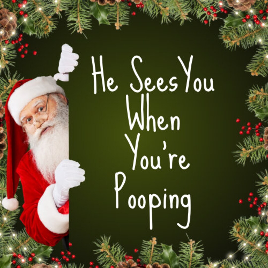 Funny Bathroom Sign, Christmas Decor, Santa, Christmas Humor, - Etsy