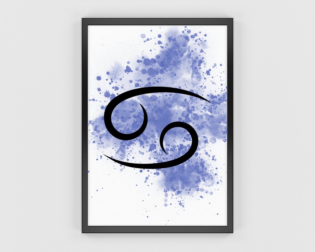 Cancer-glyph-symbol-zodiac-watercolor-blue-minimalist-astrology ...