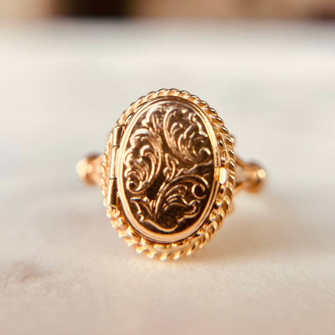 Vintage 14k Gold Locket Ring - Etsy