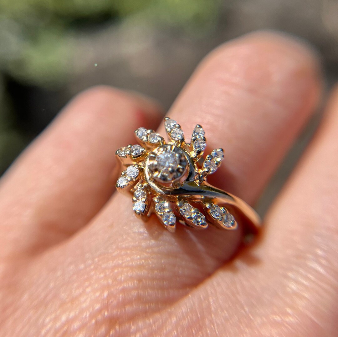 Pinwheel Vintage Diamond 14k Ring - Etsy