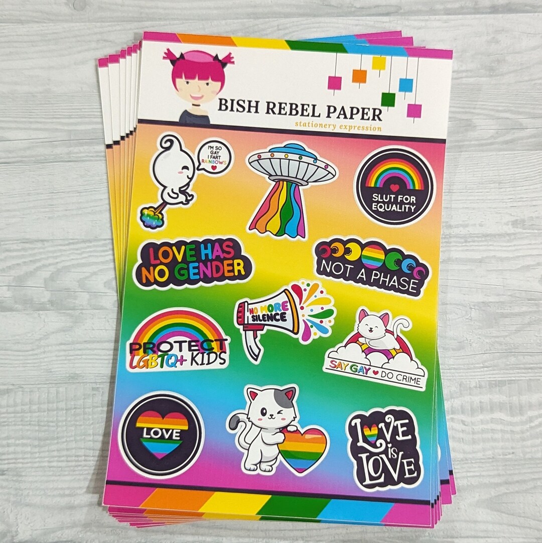 Cute LGBTQ+ Pride Sticker Sheet | Queer Stickers | Rainbow Planner ...