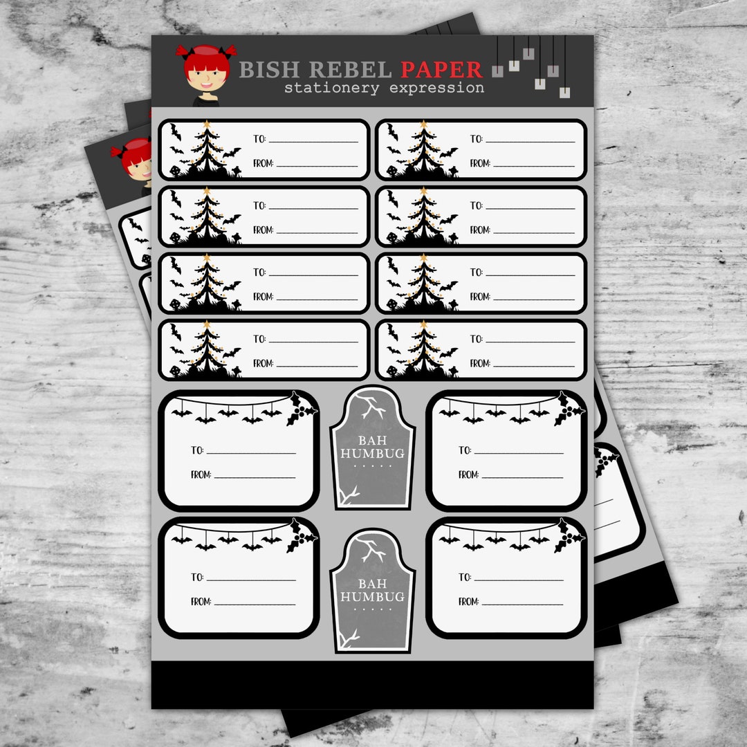 Spooky Christmas Gift Tags, Creepmas Gift Tags, Holiday Labels, Goth ...