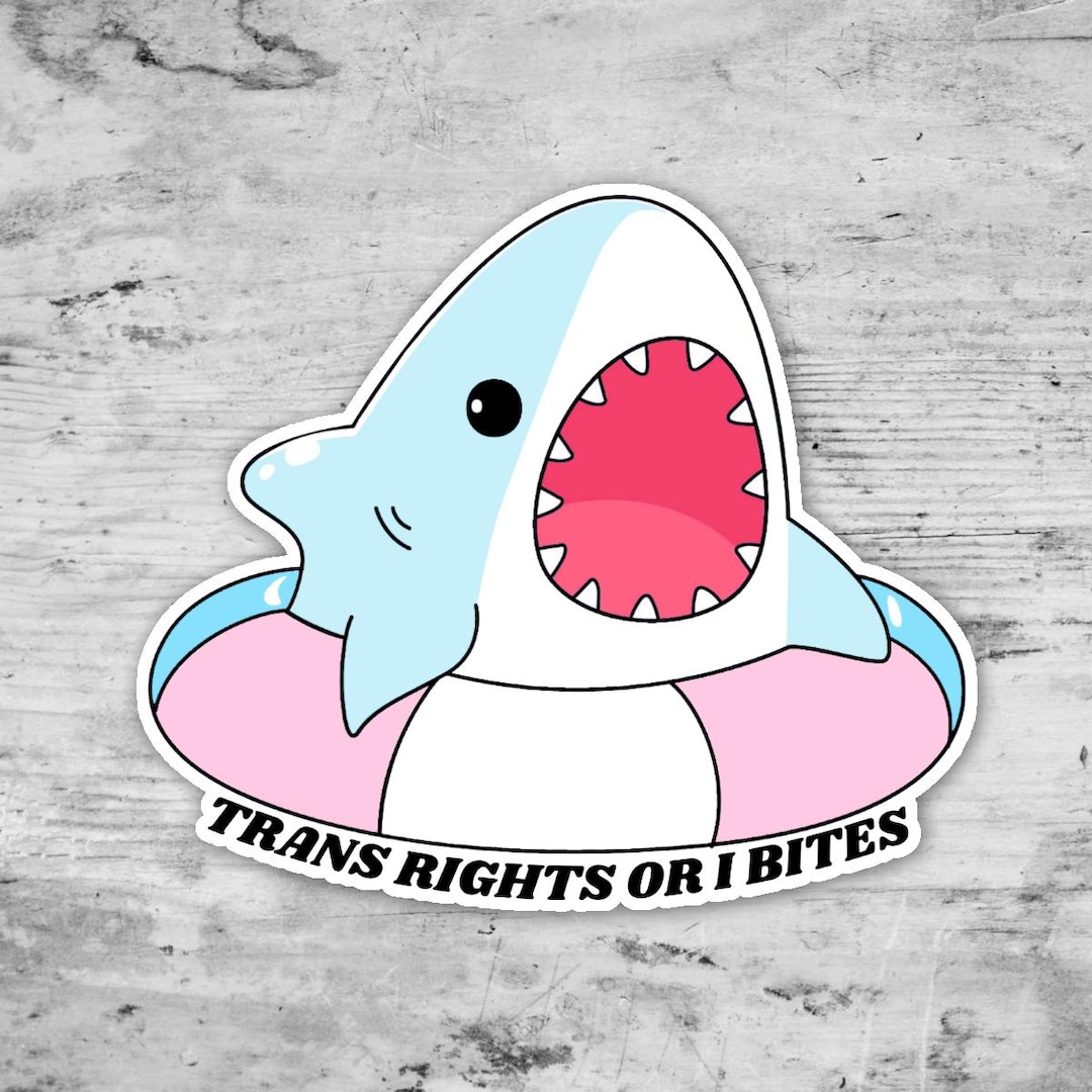 Trans Rights Sticker, Trans Rights or I Bites, Shark Sticker, Protect ...