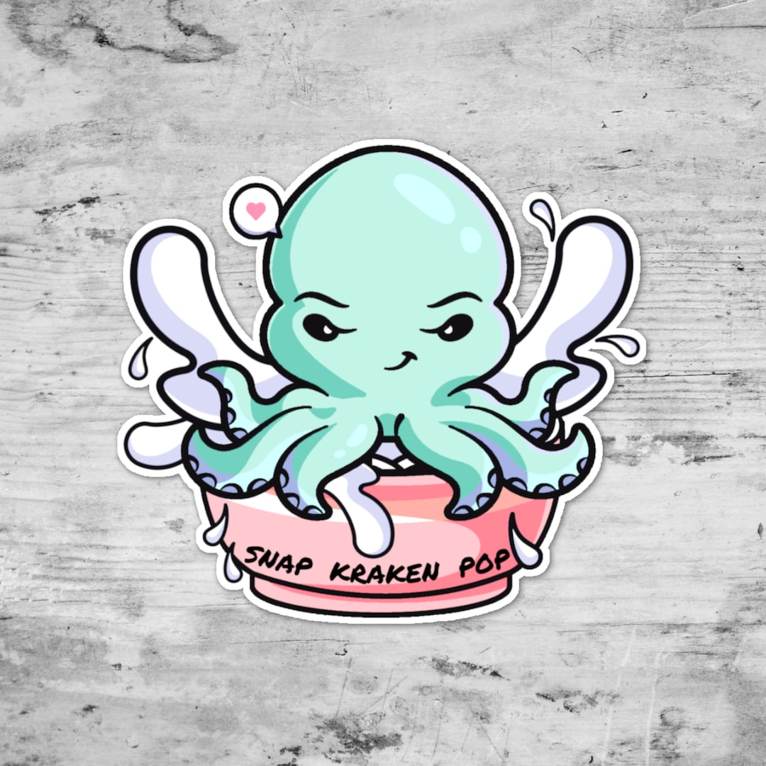 Cute Kraken Sticker, Food Puns Sticker, Kawaii Kraken Sticker, Funny ...