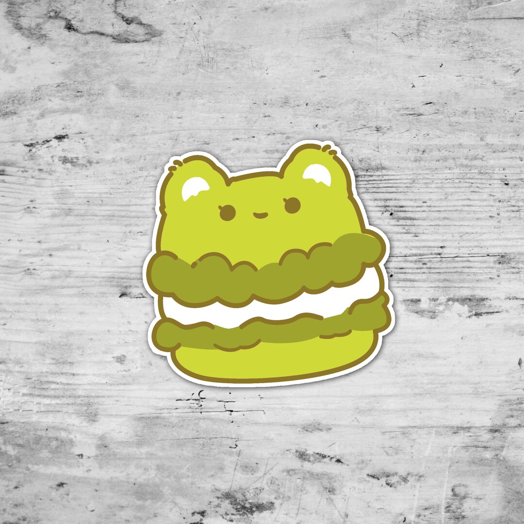 Cute Matcha Cookie, Kawaii Macaroon Tea Die Cut Sticker, Laptop Sticker ...
