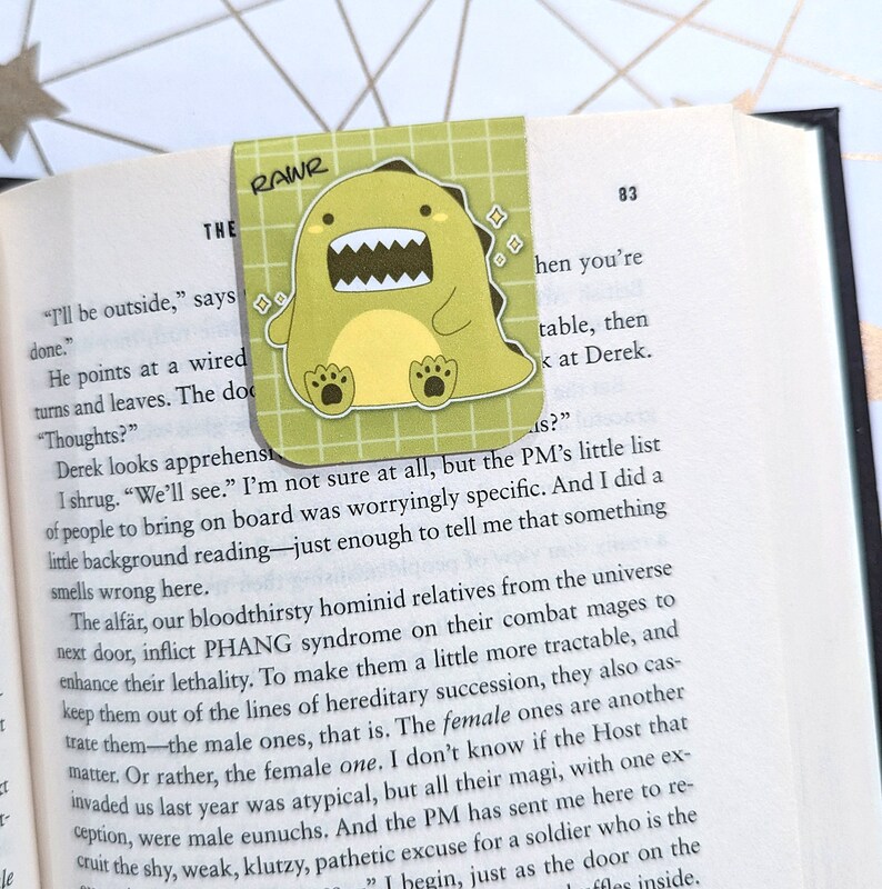 Magnetic Dinosaur Bookmark, Kawaii Dino Bookmark, Cute Magnetic ...