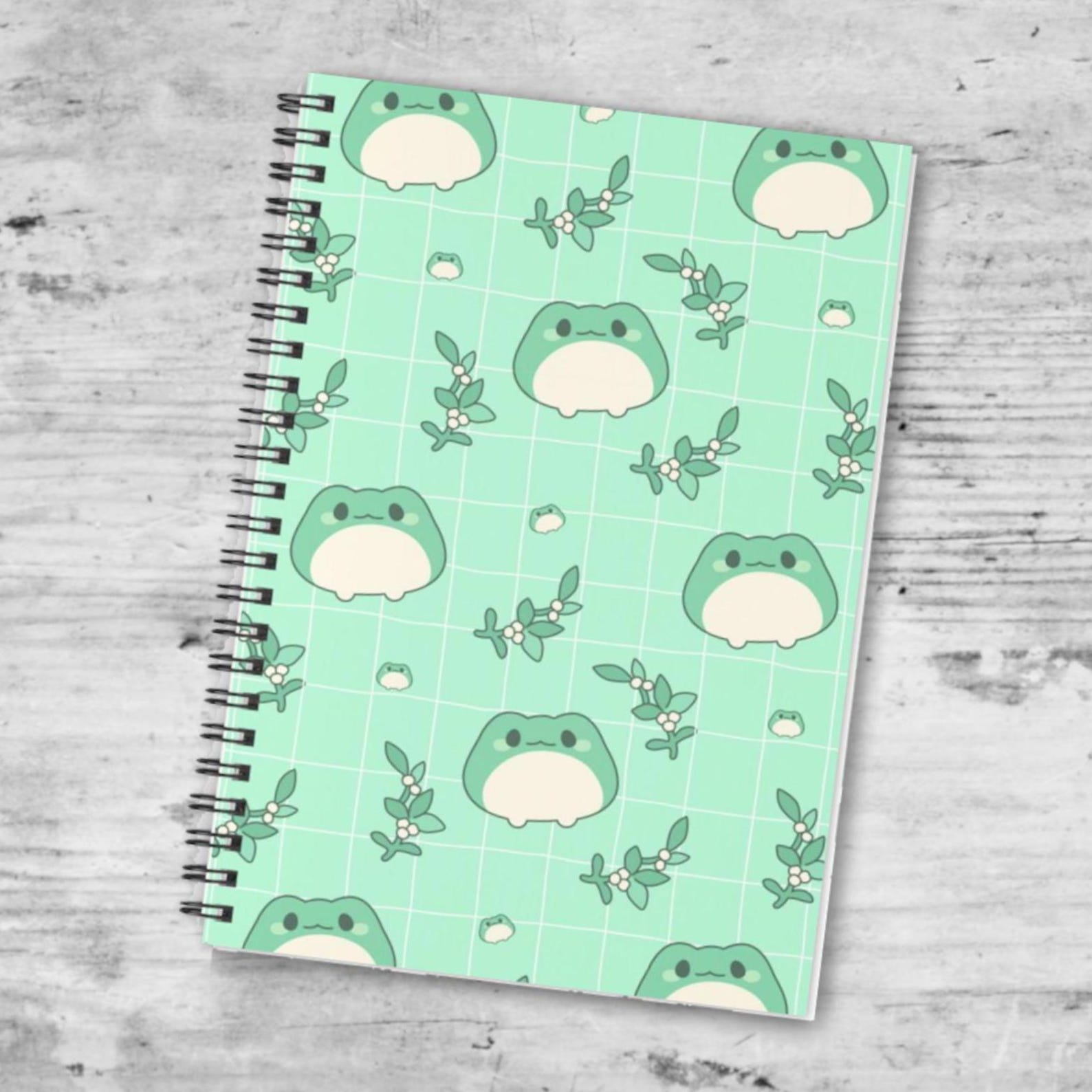 Cute Frog Notebook, Froggy Journal, Kawaii Spiral Bound Lined Notebook ...