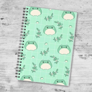 Cute Frog Notebook, Froggy Journal, Kawaii Spiral Bound Lined Notebook ...