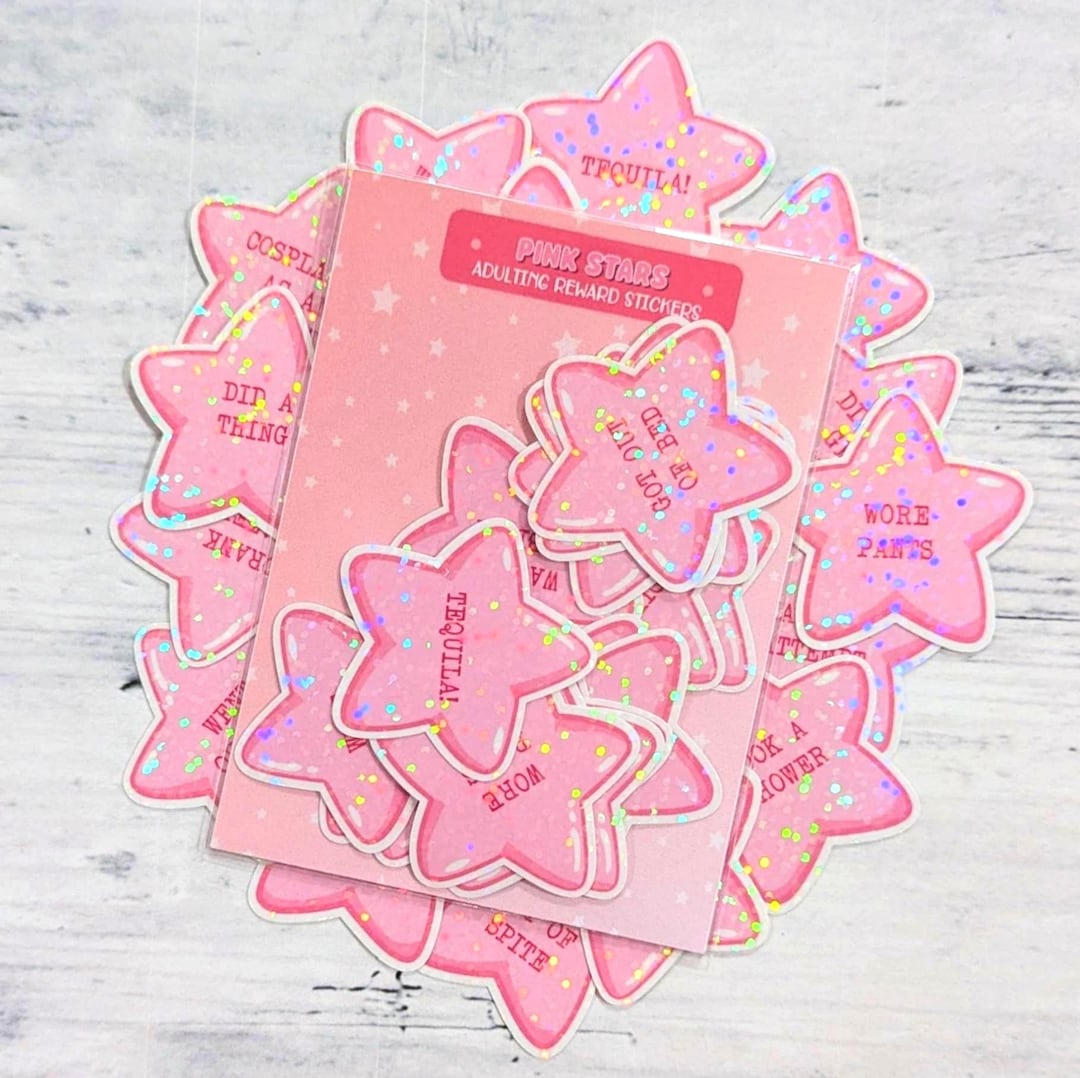 PINK Adult Reward Sticker Pack, Gold Star Stickers, Adult Humor, Sweary ...