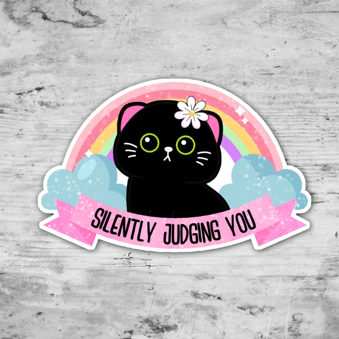 Silently Judging You, Cute Kitten Sticker, Cat Die Cut Sticker, Laptop ...