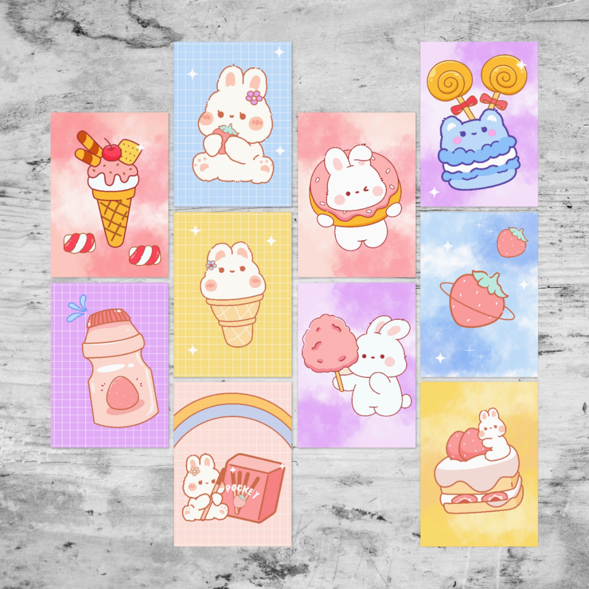 Kawaii Mini Poster Wall Collage, Wall Art, Kawaii Art Prints, Cute ...