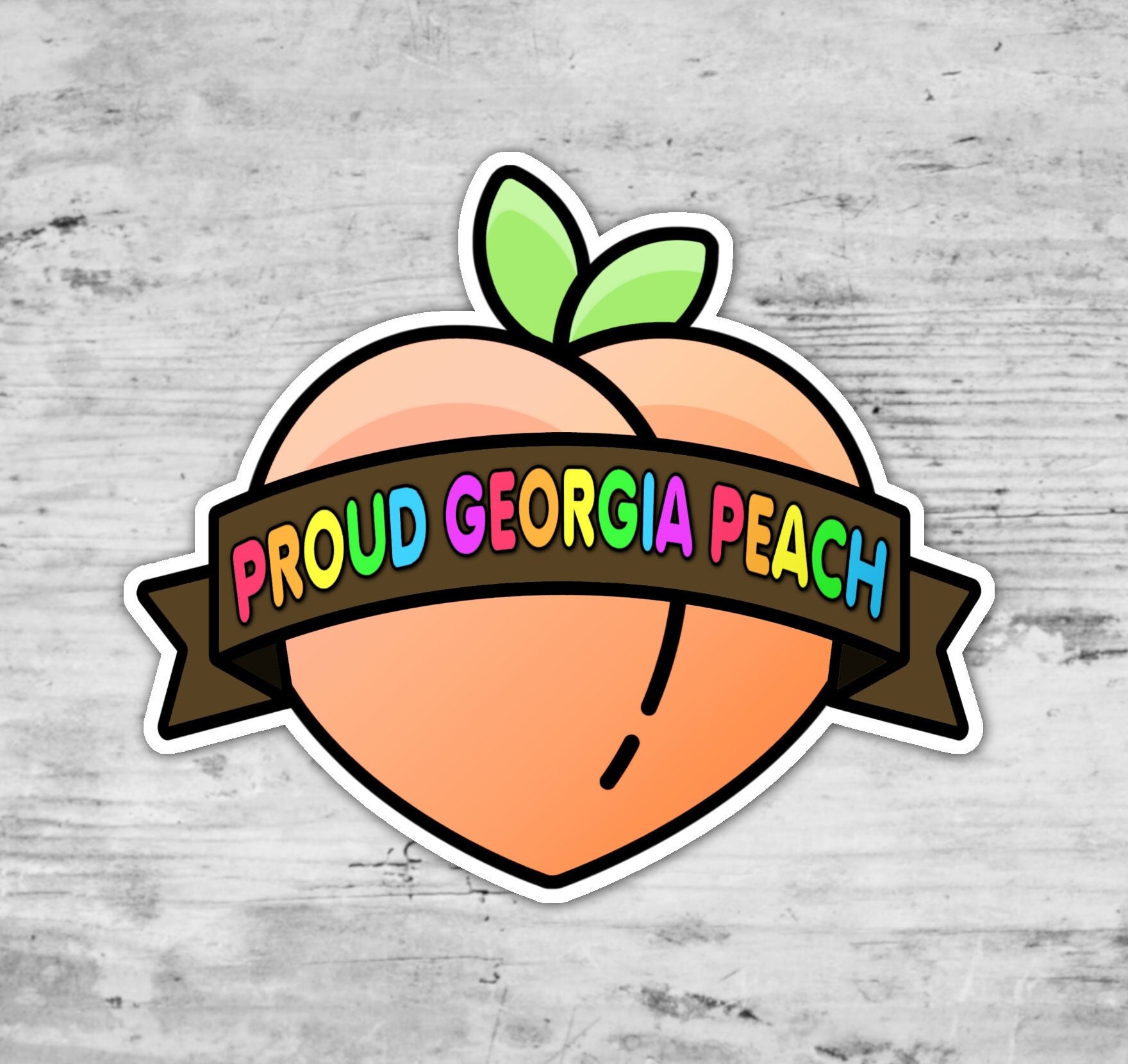 Georgia Peach Sticker, LGBTQ Pride Sticker, GA Peach Die Cut Sticker ...