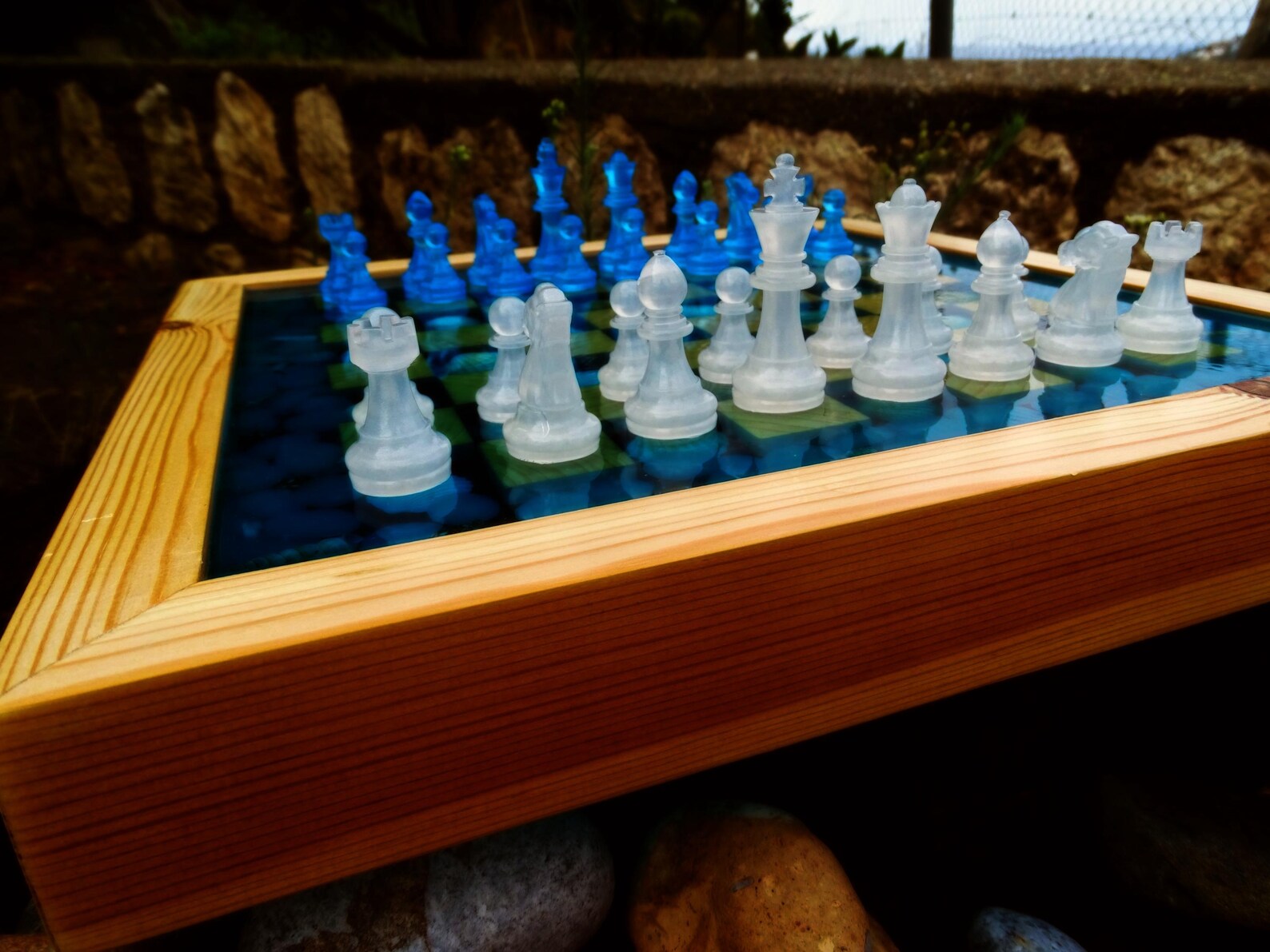 Chess Board, Handmade, Board Game, Decorative, RGB Lighting, Resin ...