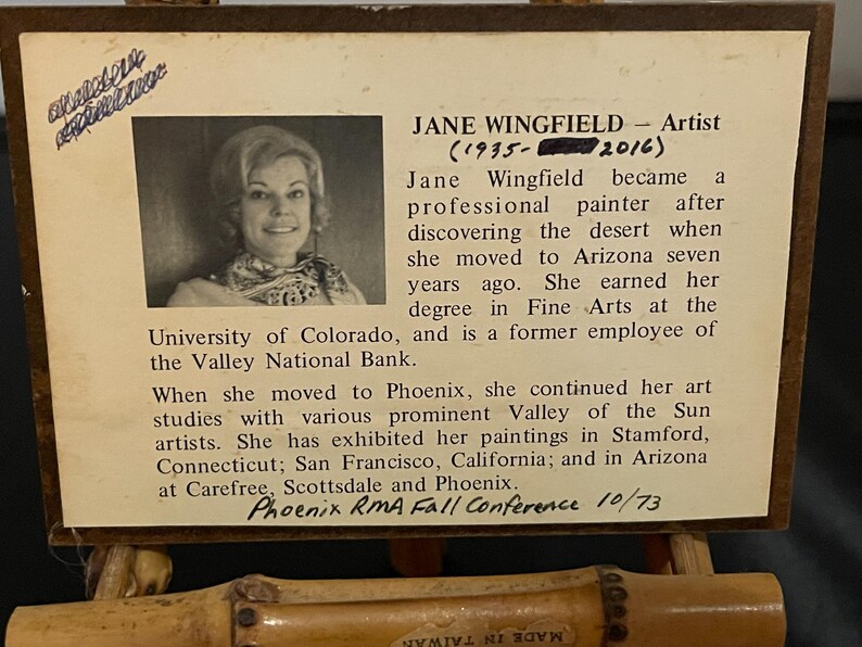 Vintage Arizona Desert Flower Oil Painting by Jane Wingfield (5x3.5 ...