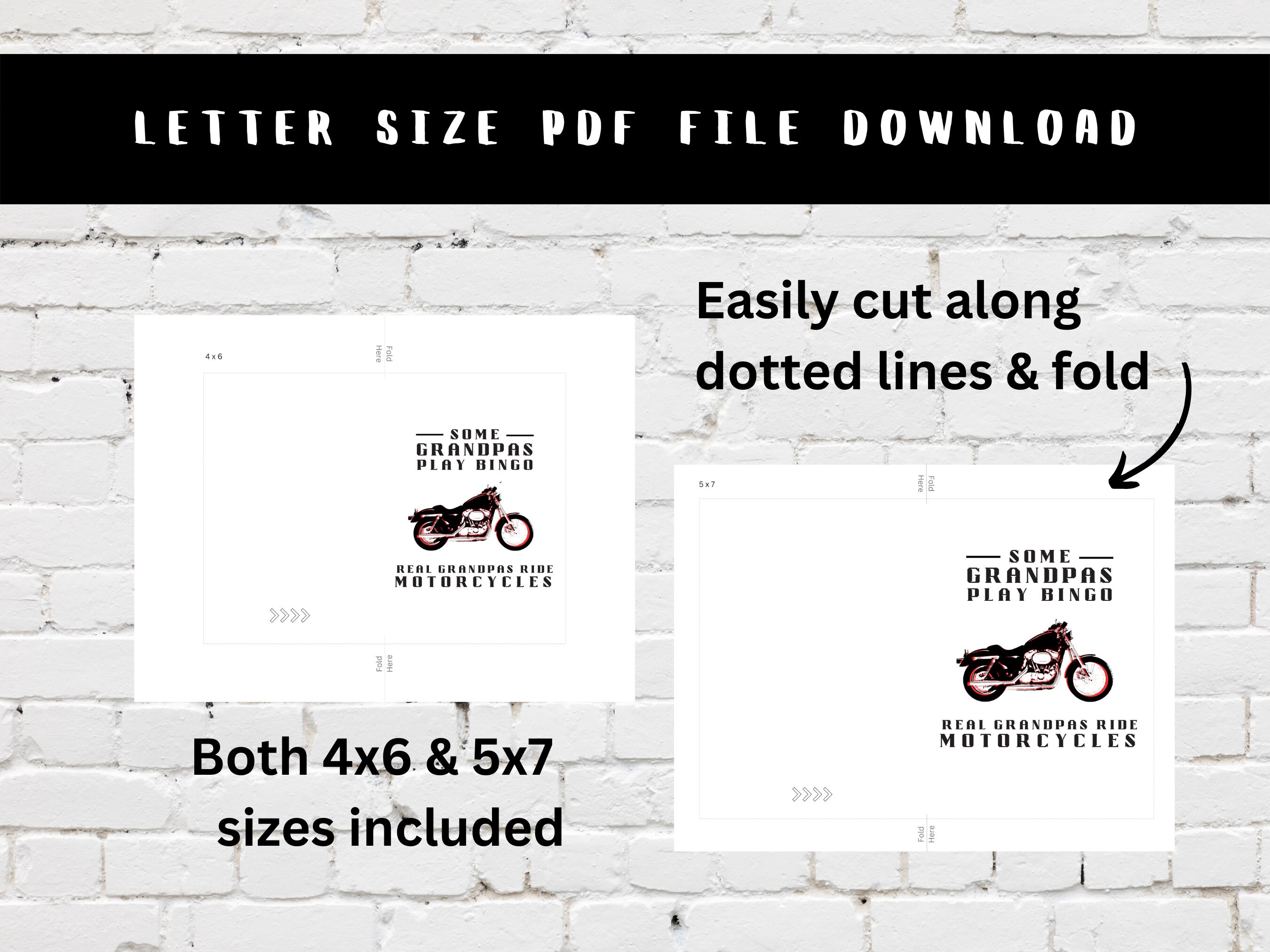 Motorcycle Card L Father’s Day Printable Card L Biker Father’s Day Card ...