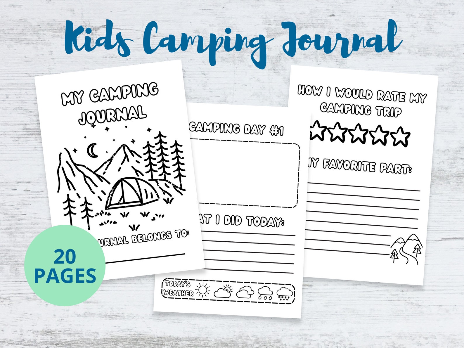Kids Camping Journal Printable L Outdoor Adventure Diary L Nature ...