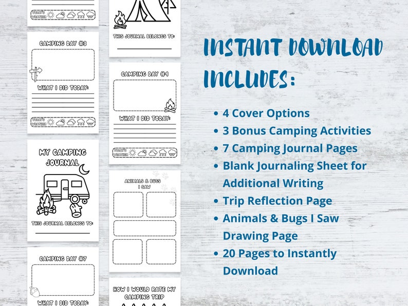 Kids Camping Journal Printable L Outdoor Adventure Diary L Nature ...