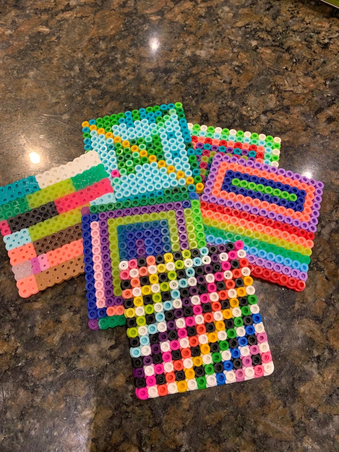 Perler Bead Coaster Set - Etsy