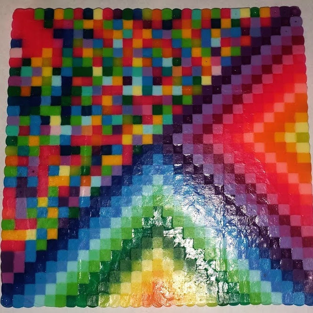 Rainbow Abstract Perler Decoration or Trivet - Etsy