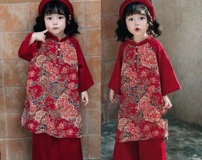 Ao Dai Be Gái Vietnamese Long Dress for Girl / Toddlers / Kid Ao Dai ...
