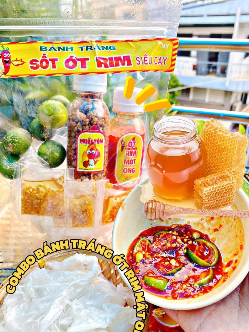 Combo Bánh Tráng ớt Rim / Muối Tôm/ Sốt Tắc Mix Mỡ Hành Tỏi/ Vietnamese ...