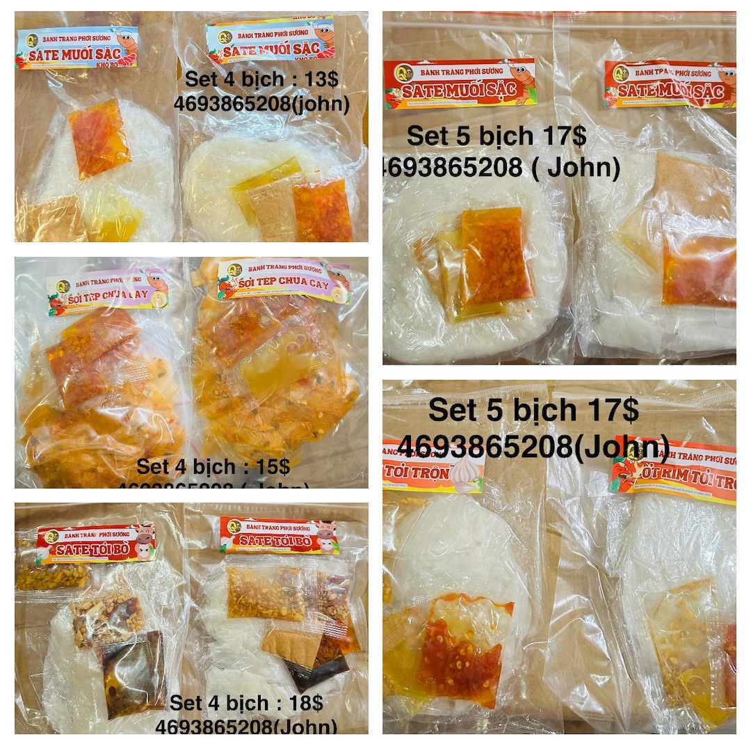 Bánh Tráng Sate Muối Sặc/ Sợi Tép Chua Cay/sate Tỏi Bò/ớt Rim Tỏi Trộn ...